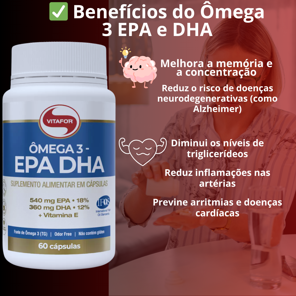 Omega 3 – EPA DHA 60 Capsulas – Vitafor – Overall Farma